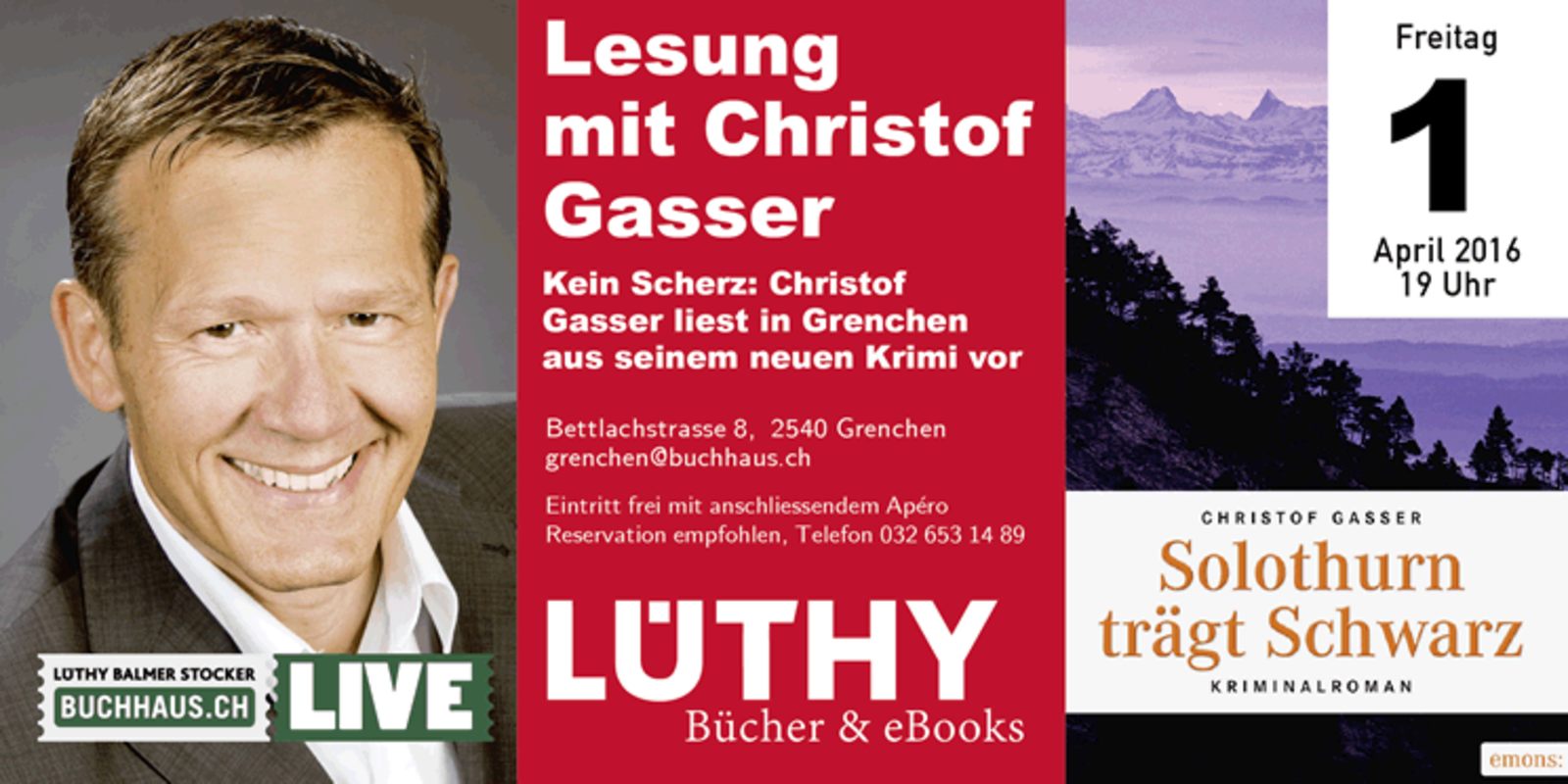 Christof Gasser: Lesung bei Buchhaus Lüthy Grenchen Buchhaus Lüthy ...