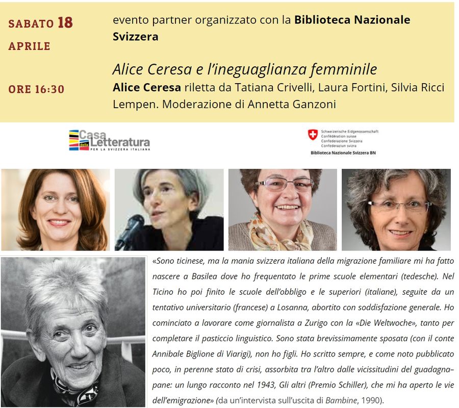 Alice Ceresa, Silvia Ricci Lempen,Tatiana Crivelli, Laura Fortini ...