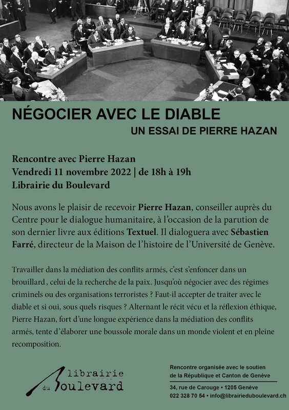 Pierre Hazan: Nédocier avec le diable Librairie du Boulevard - Genève ...